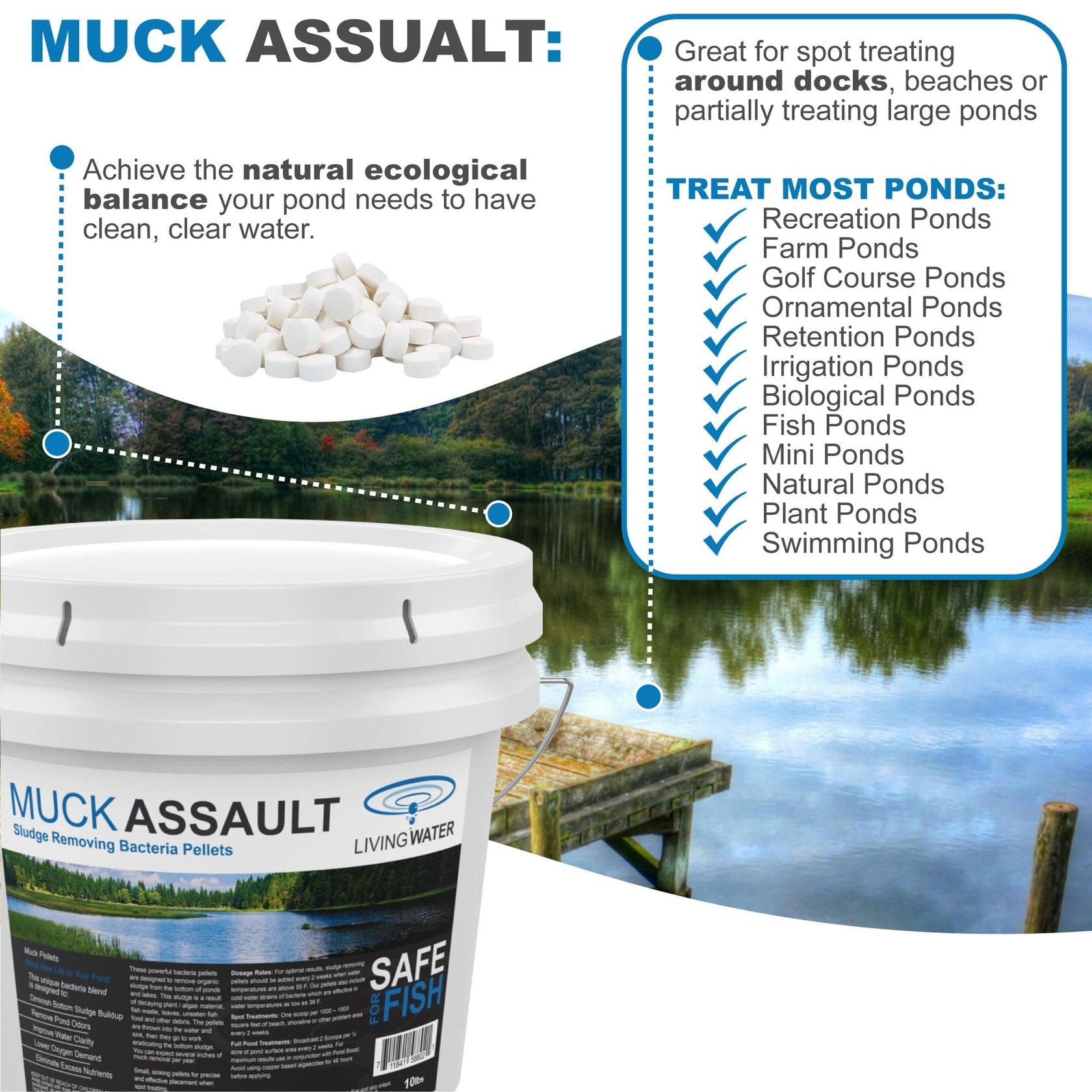 Muck Assault Sludge Remover Pellets | Living Water Aeration